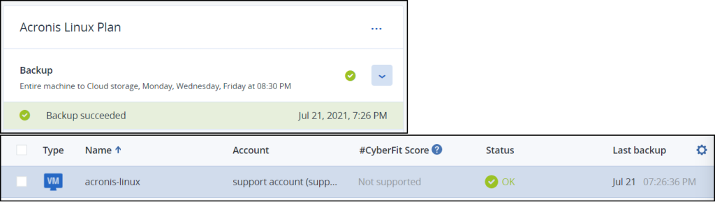 How to backup Linux VM via Acronis in ServerStadium - ServerStadium